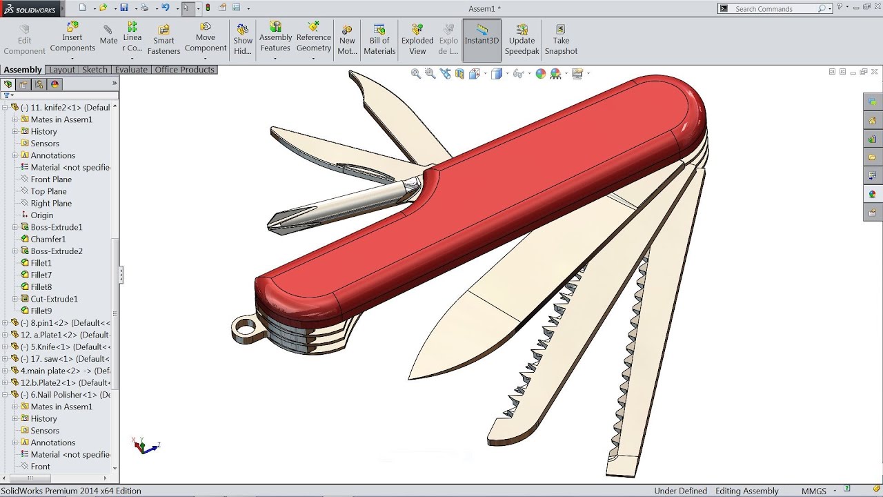 Solidworks tutorial Pocket multi tool Assembly 1 - YouTube