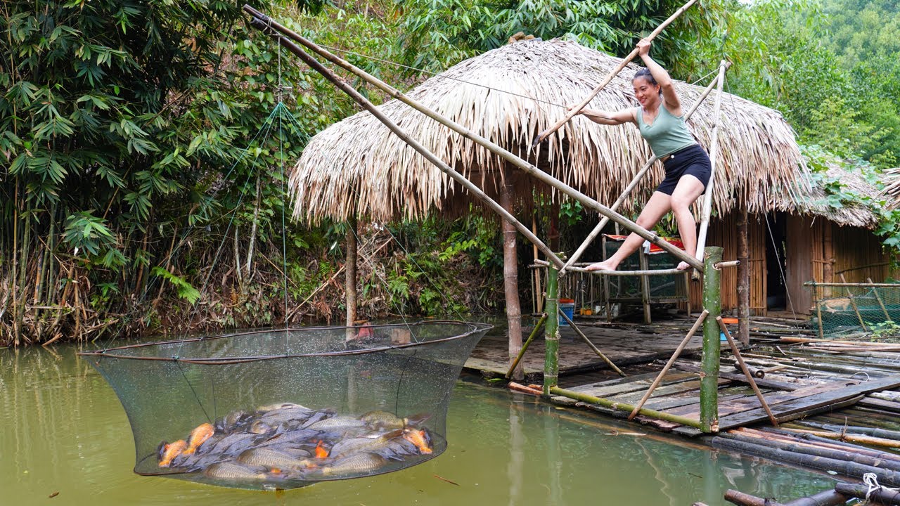 Great Fishing Net Making Technique | Traditional Fishing with Bamboo ...