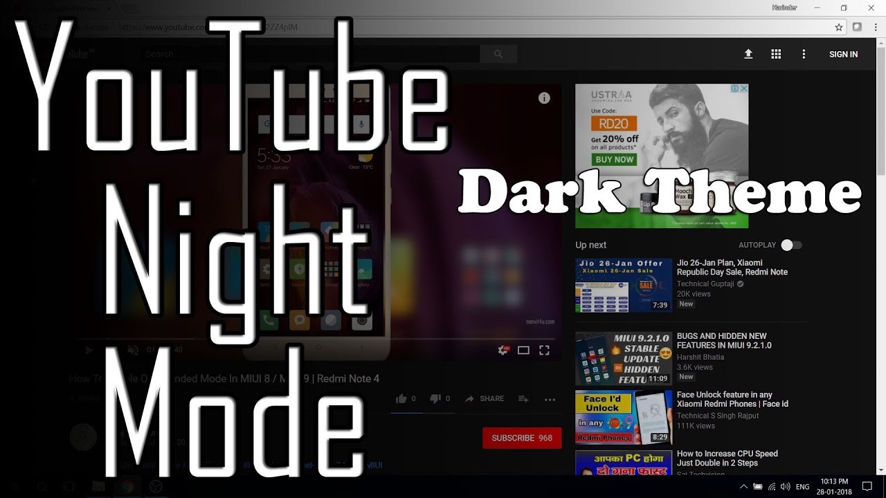 YouTube Night Mode | YouTube Dark Theme | YouTube Hidden Feature - YouTube