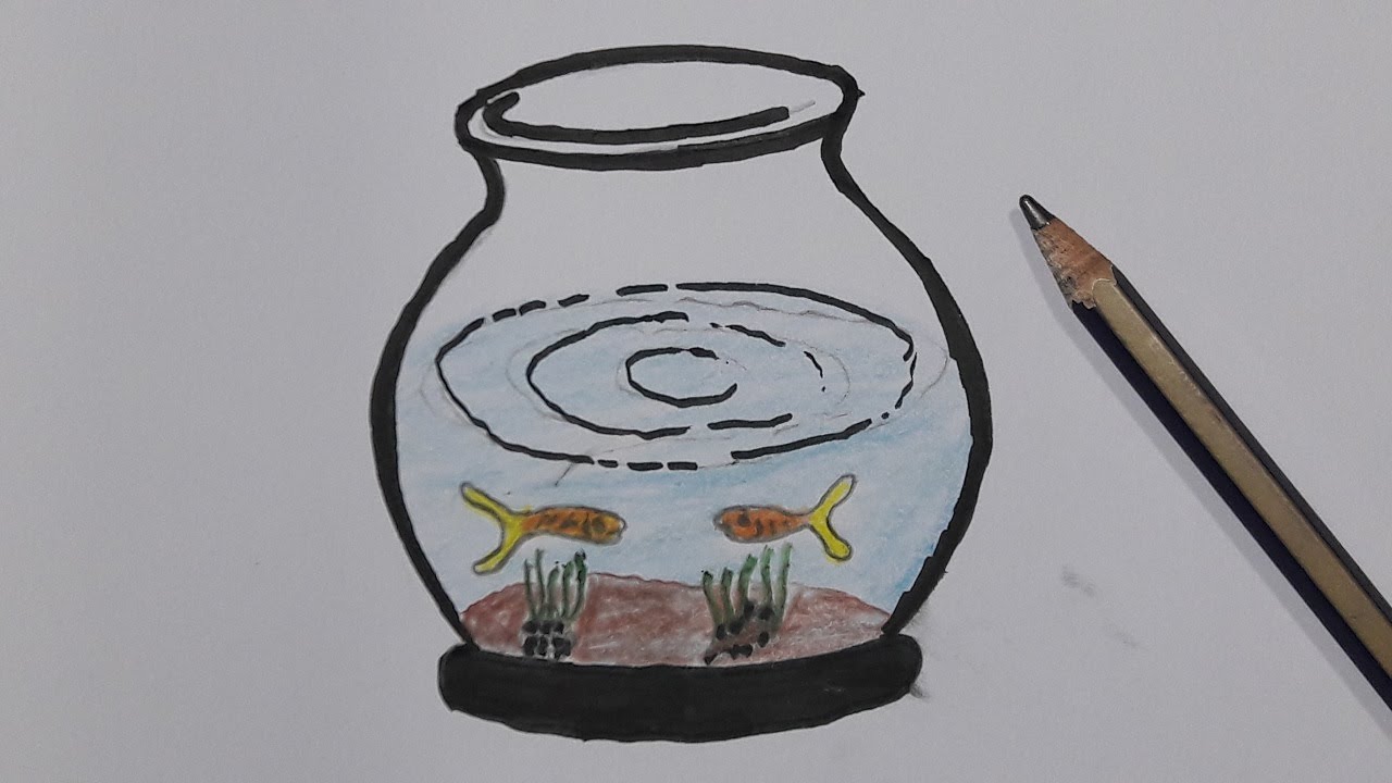 How to Draw Aquarium Step by Step | Aquarium Drawing With Fish - YouTube