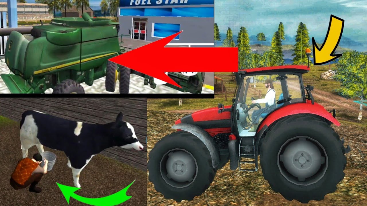 Wheat farming harvesting and cow milking | Game | Village life #game # ...