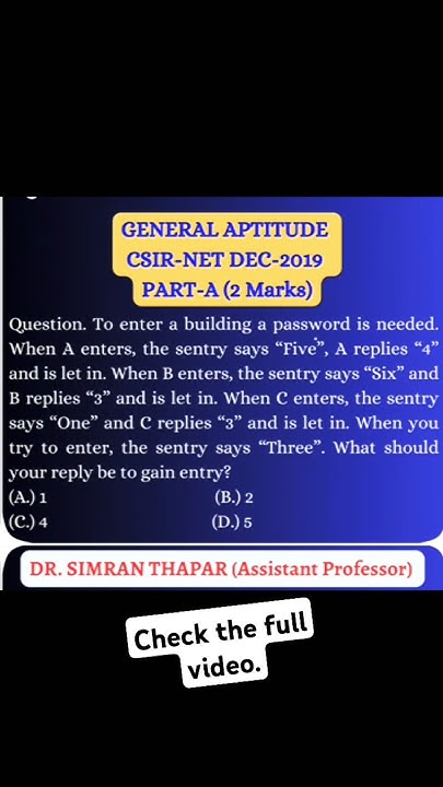 CSIR-NET DEC-2019 GENERAL APTITUDE SOLUTION #shorts #ytshorts #aptitude #youtubeshorts #nta # ...