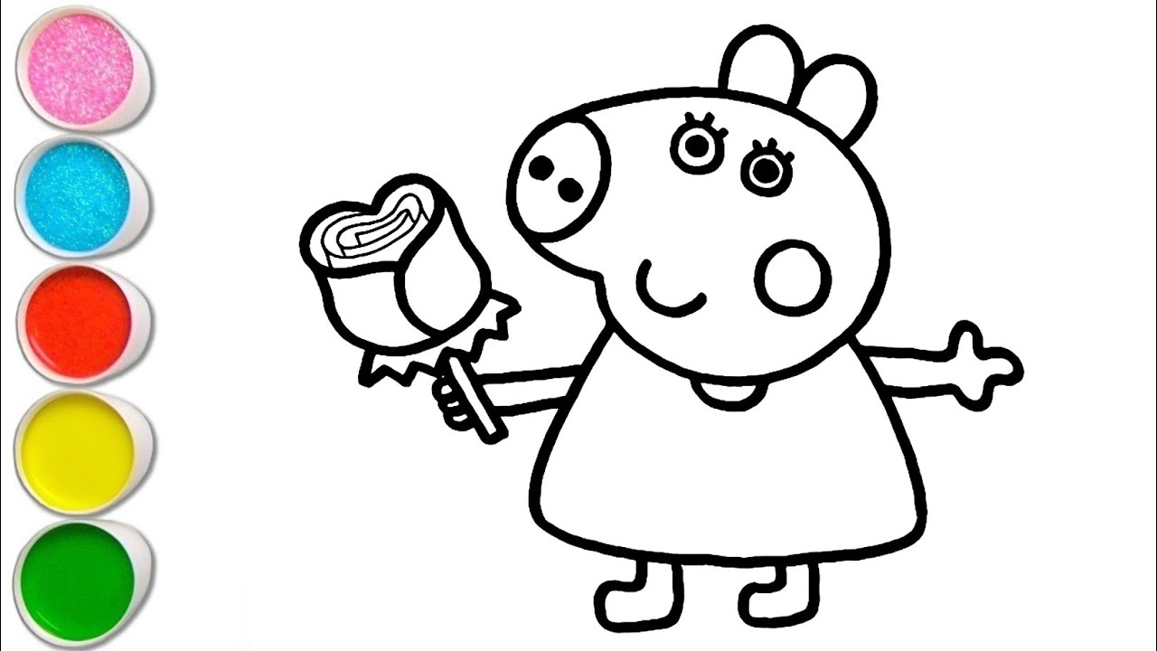 Cute Pippa Pig Drawing, Painting and Coloring For Kids and Toddlers ...