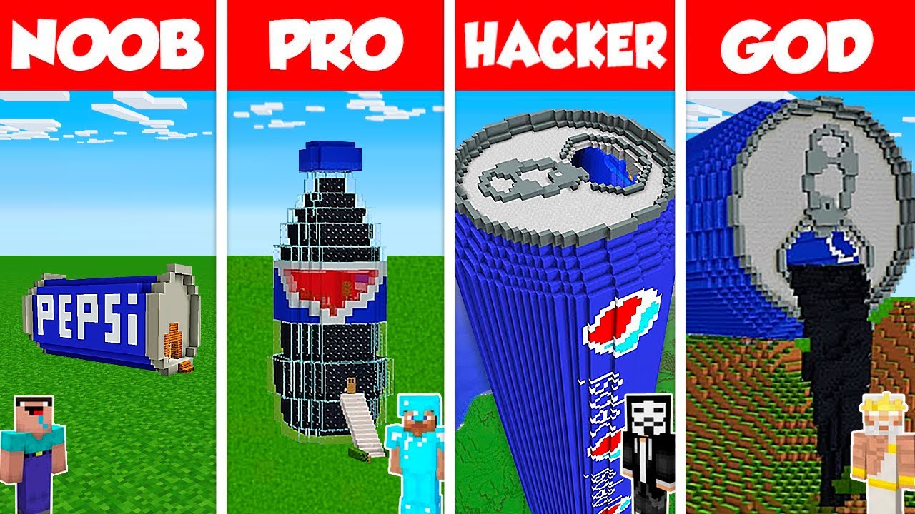 Minecraft Battle: NOOB vs PRO vs HACKER vs GOD: PEPSI COLA SODA HOUSE ...