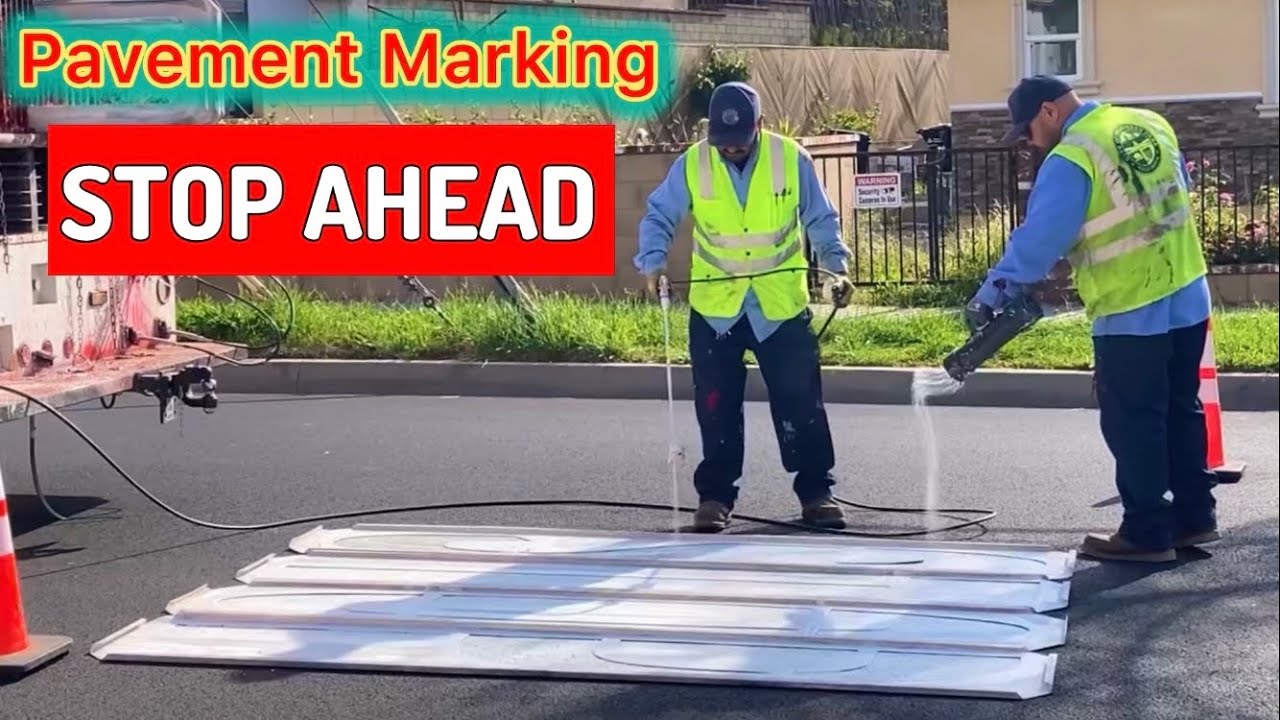 Pavement Marking - “STOP AHEAD” - YouTube