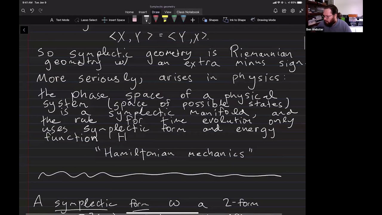 Symplectic Geometry Class 1 - YouTube