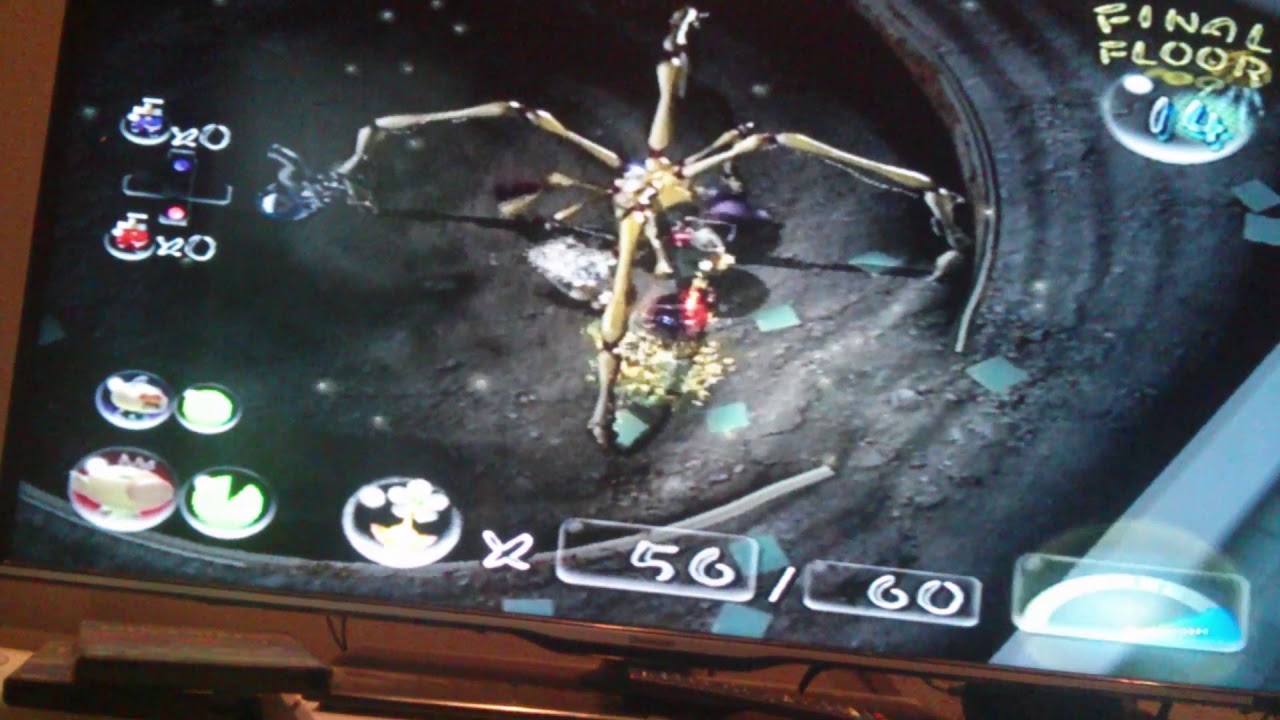 Pikmin 2: Titan dweevil fight but only with yellow pikmin - YouTube