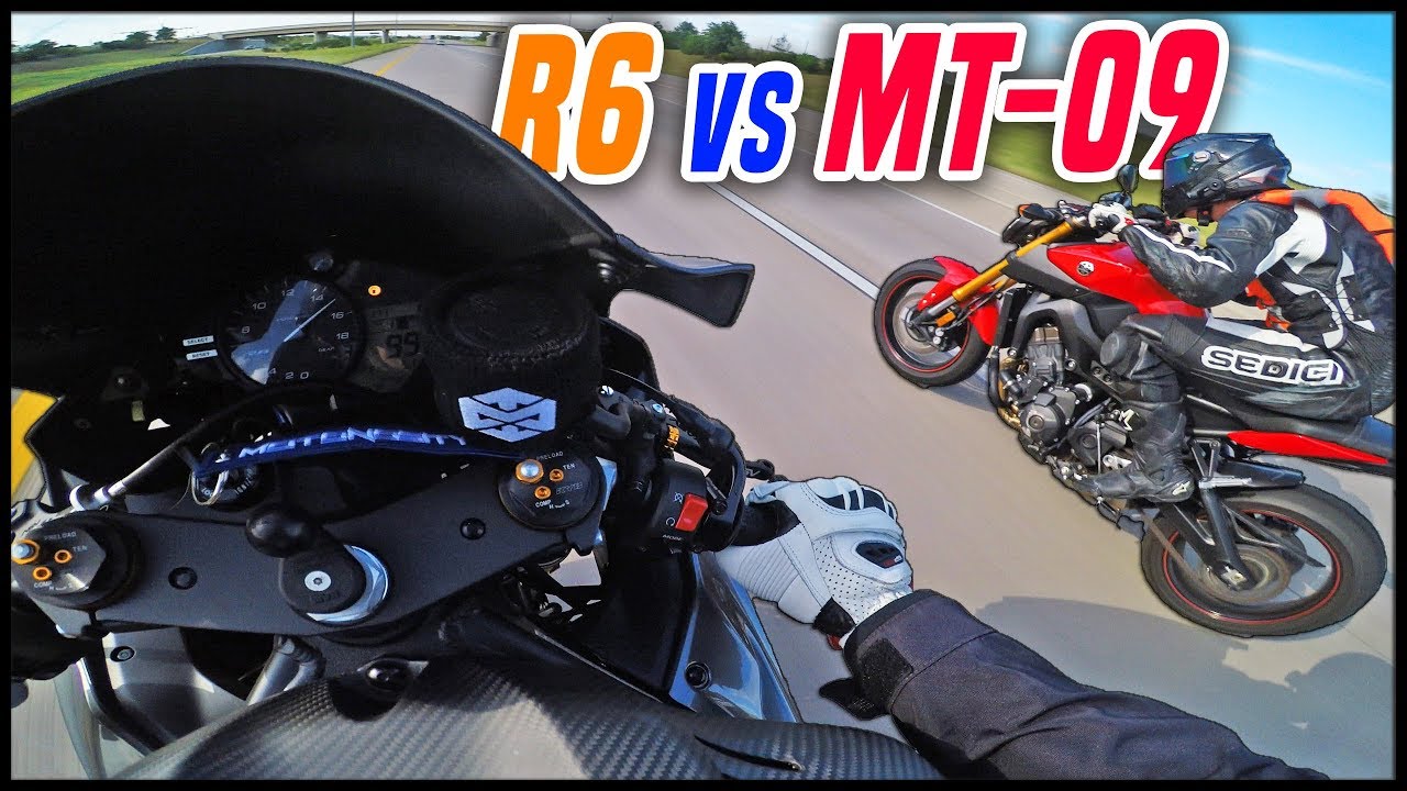 Yamaha R6 vs MT-09 - RACE! - YouTube