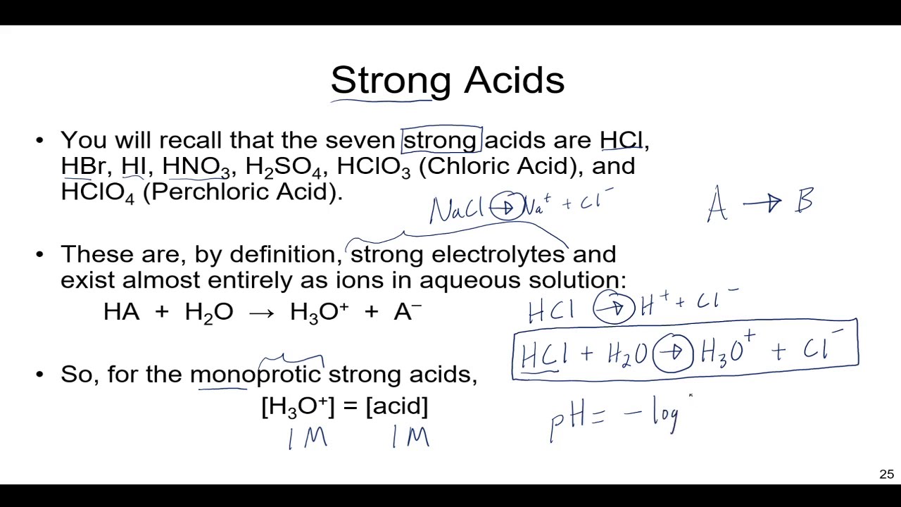 Strong Acids and Strong Bases Calculations For General Chemistry - YouTube