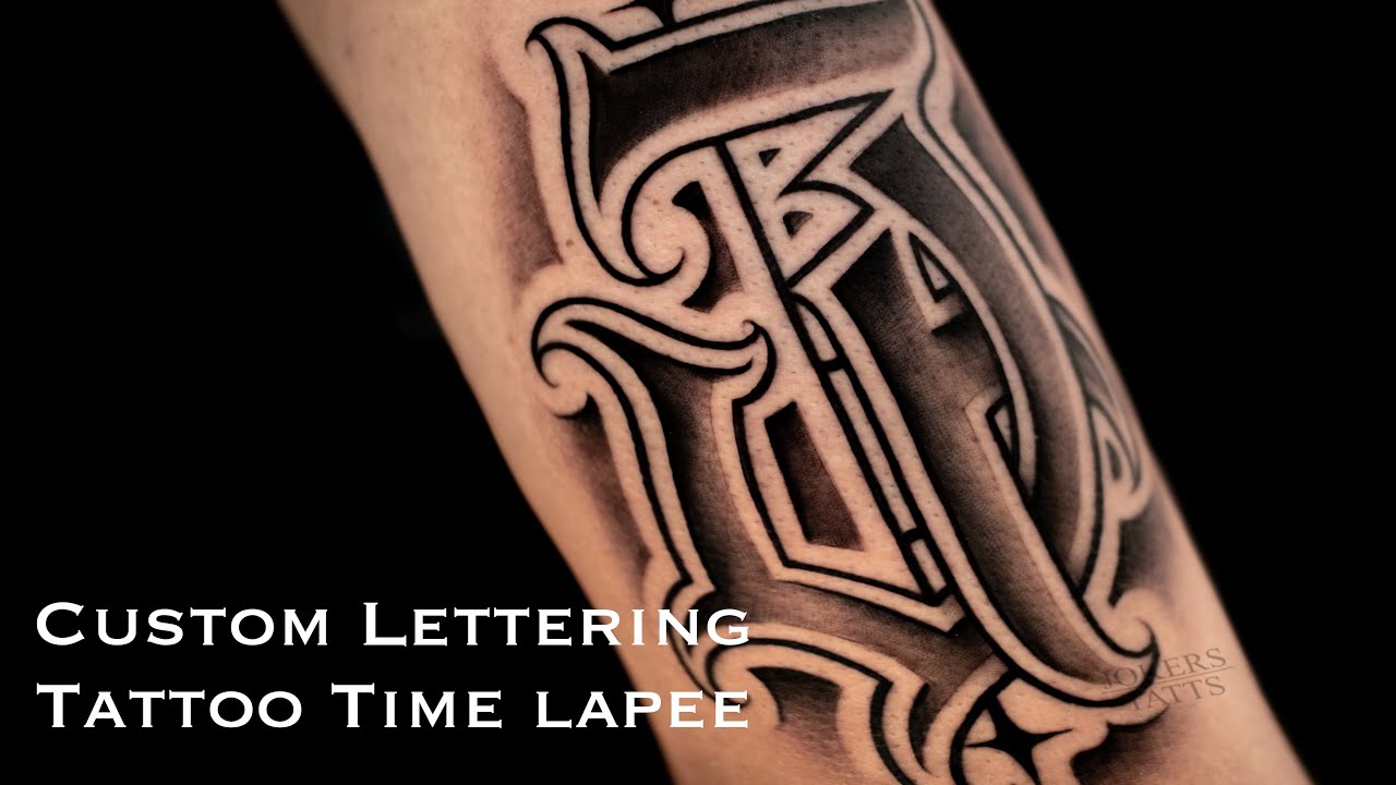 CUSTOM LETTERING | TATTOO TIME LAPSE - YouTube