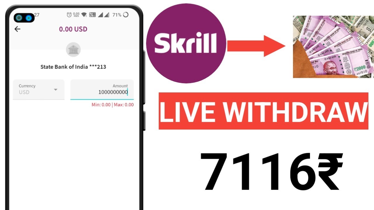 Skrill wallet 101$ Live withdrawal Indian bank Skrill withdrawal Live 101$ - YouTube