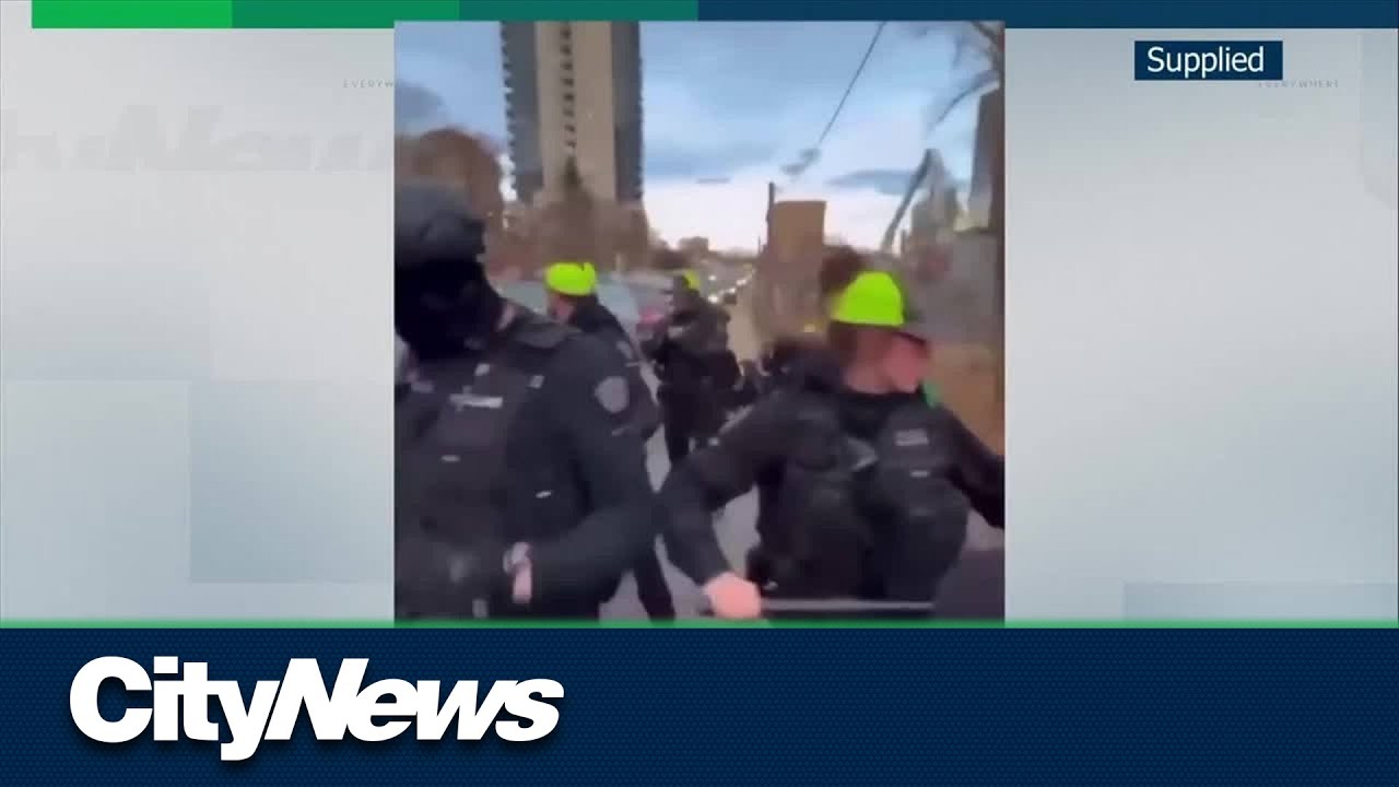 Large weekend protest in downtown Calgary - YouTube