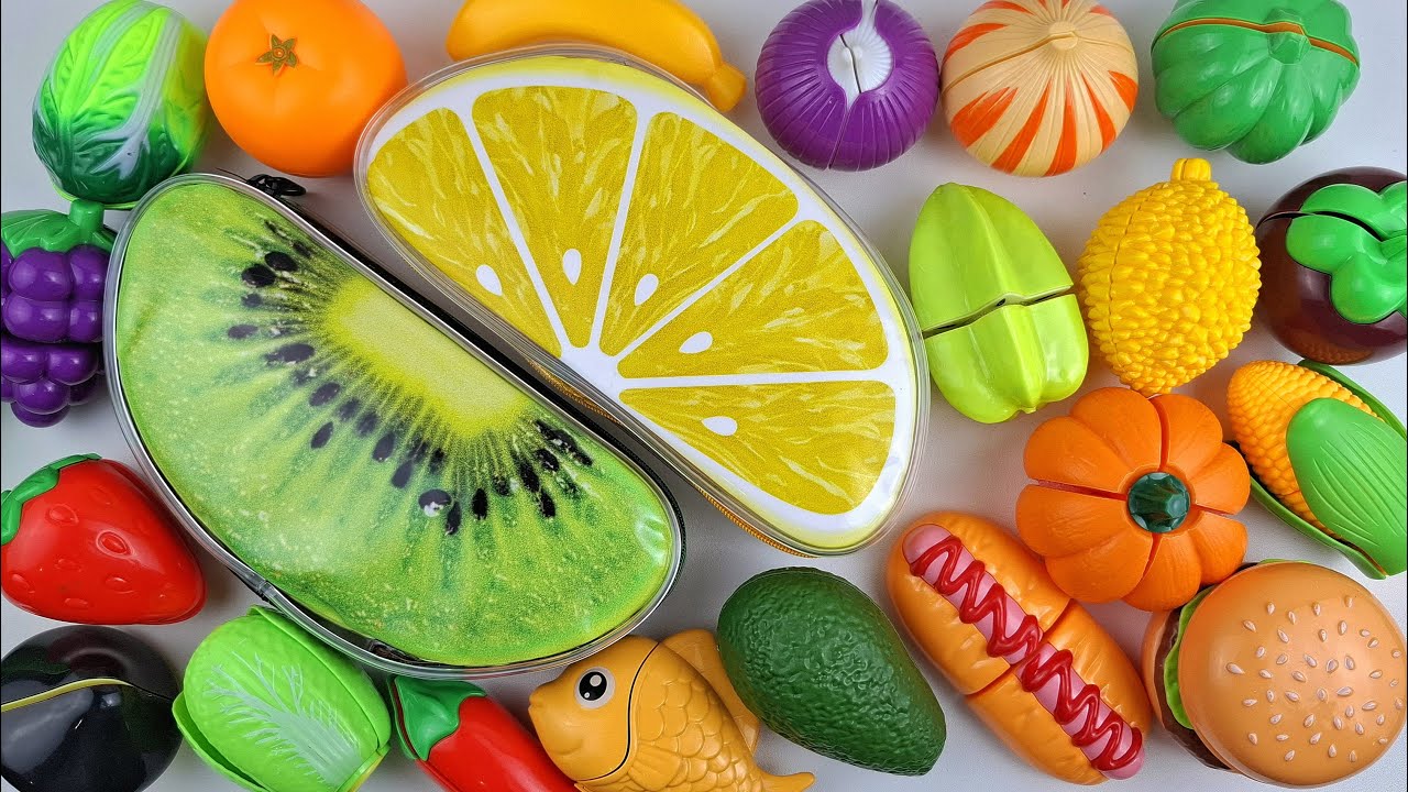 How to Cutting Wooden & Plastic Fruit Vegetables, Pizza, Chicken, Bread ...