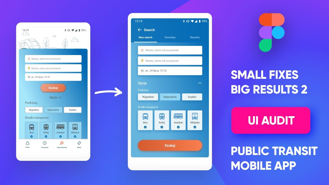 Public transit app search - UI/UX audit and redesign tutorial - YouTube
