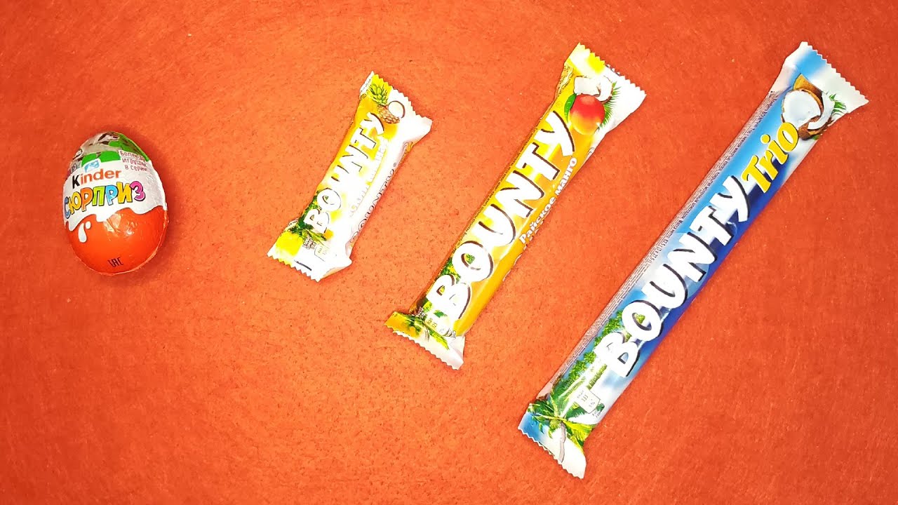 ASMR Satisfying Video | Kinder Surprise, Bounty Chocolates - YouTube