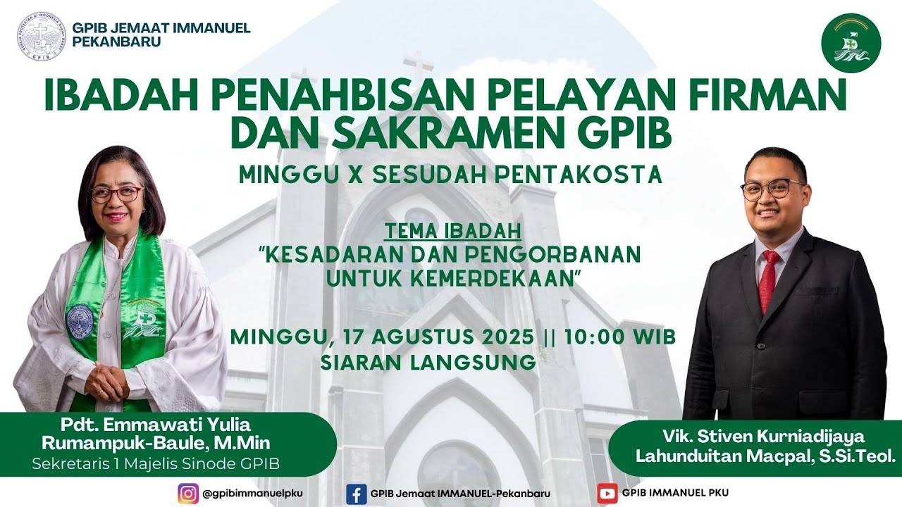 [LIVE] IBADAH MINGGU PENAHBISAN PELAYAN FIRMAN & SAKRAMEN GPIB | MINGGU ...