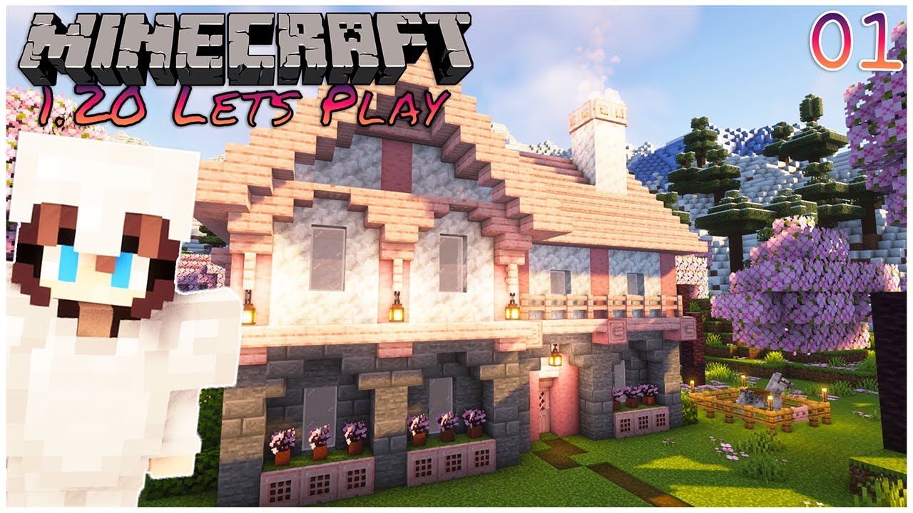 The Best Start Ever! Cutest Pink Starter Home! | Minecraft 1.20 Lets ...