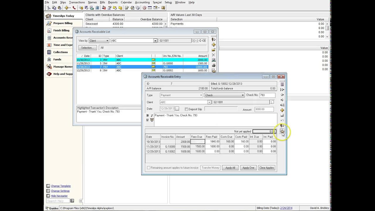Sage Timeslips 2015: Payment Receipts - YouTube