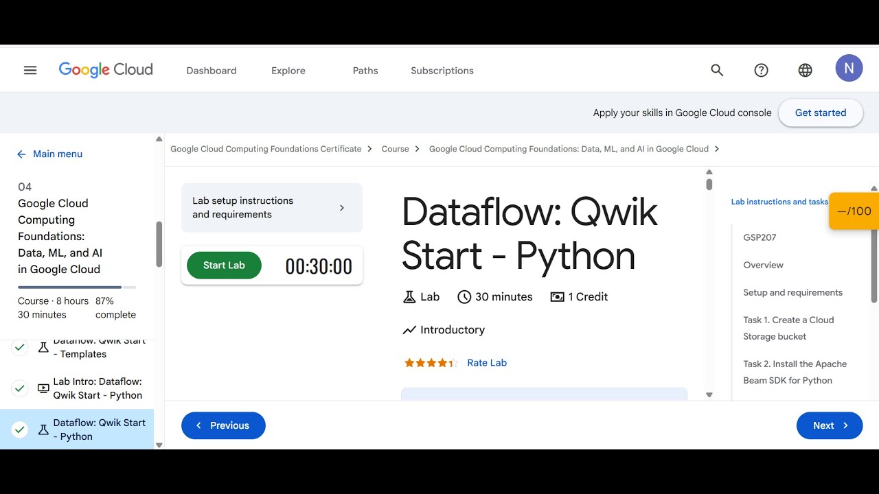04 Google Cloud Computing Foundations: Dataflow: Qwik Start - Python - YouTube