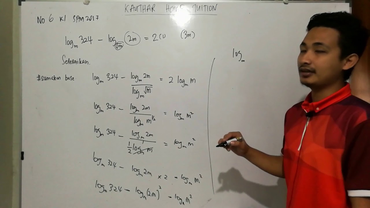 LOGARITMA NOMBOR 6 KERTAS 1 SPM2017 - YouTube