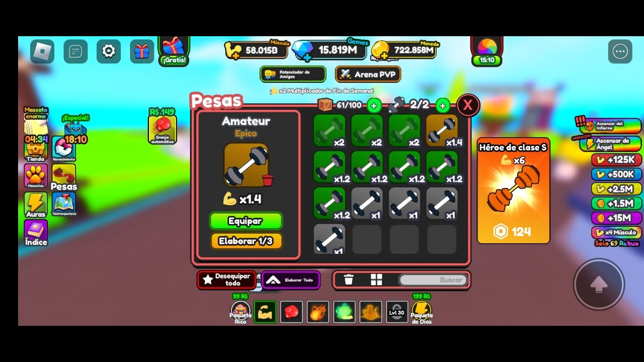 Como obtener pesas en simulador de músculos fuertes 2 #Roblox - YouTube