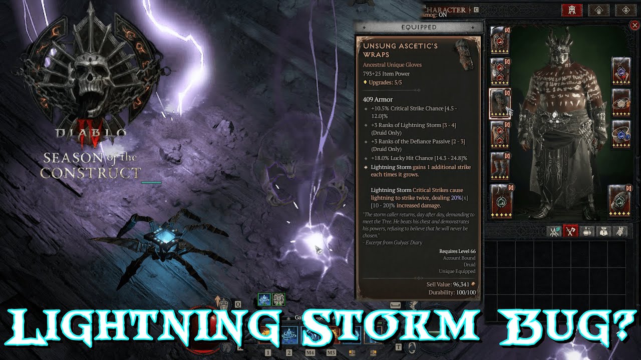 Diablo 4 - Testing Lightning Storm with Unsung Ascetic Wraps (Season 3 ...