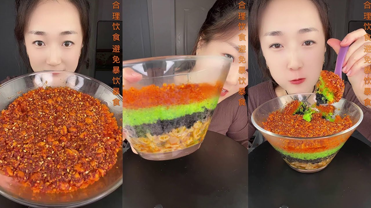 【Yummy】Eating show：Spicy sauce colored fish roe🐟🐟#Seafood#sashimi# ...