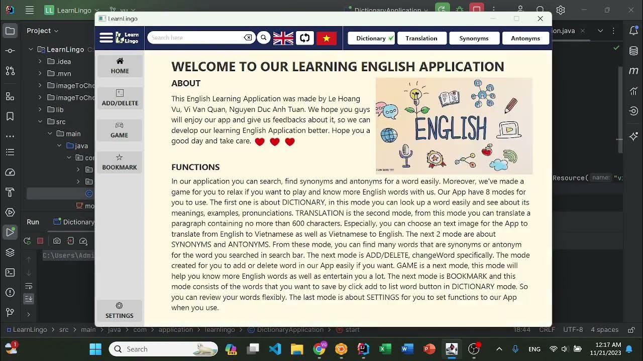 Dictionary Application made by JavaFX (UET) - YouTube