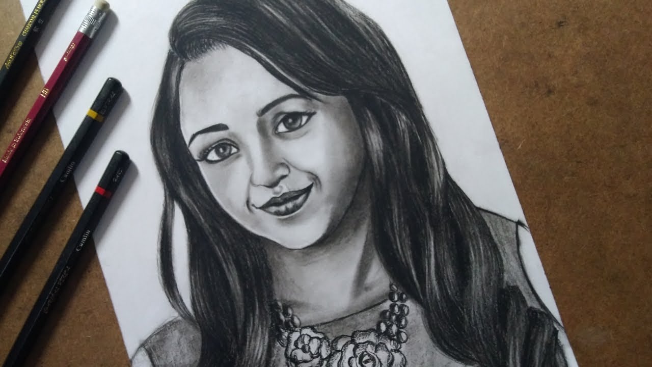 South Actress Trisha Krishnan Drawing | Charcoal Drawing | Realistic ...