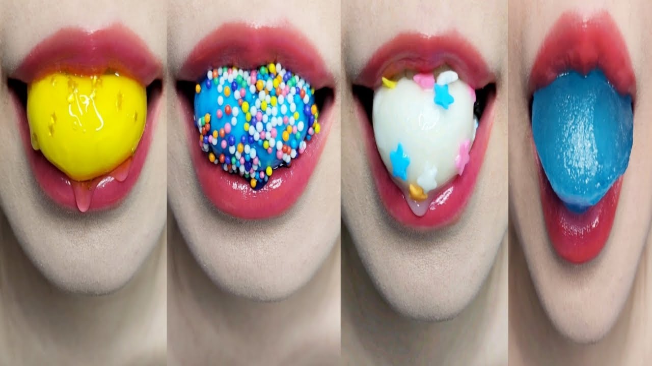 ASMR Satisfying Eating TikTok Emoji Foods Jelly Frozen Ice Foods challenge Mukbang 얼음 이모지 먹방 ...