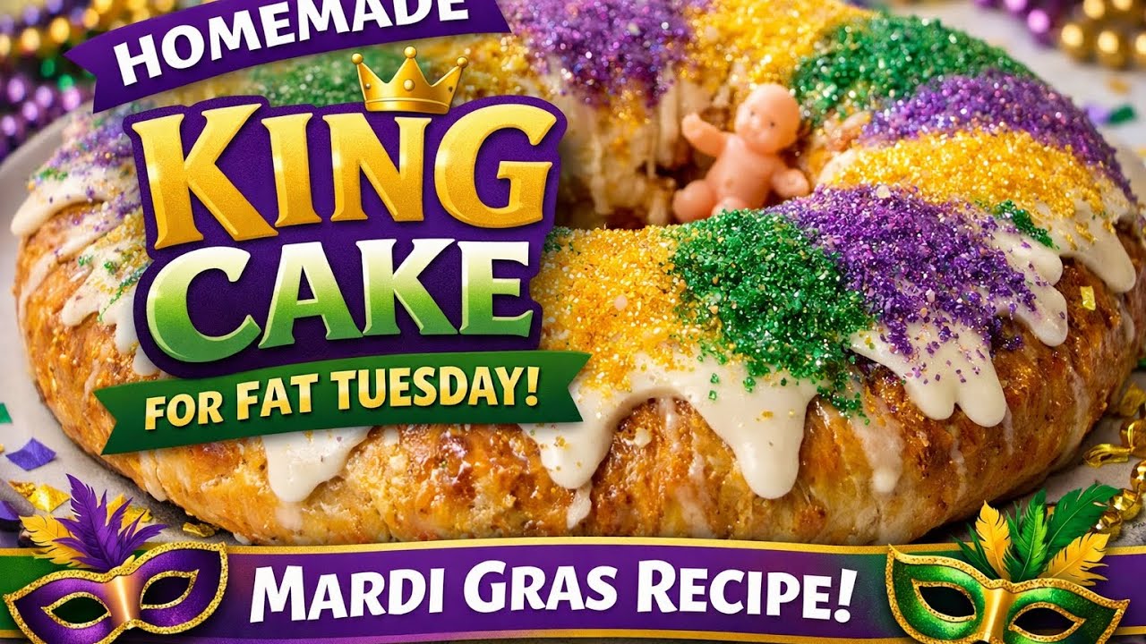 Homemade King Cake Recipe for Mardi Gras | Easy Fat Tuesday Dessert 💜💛💚 ...