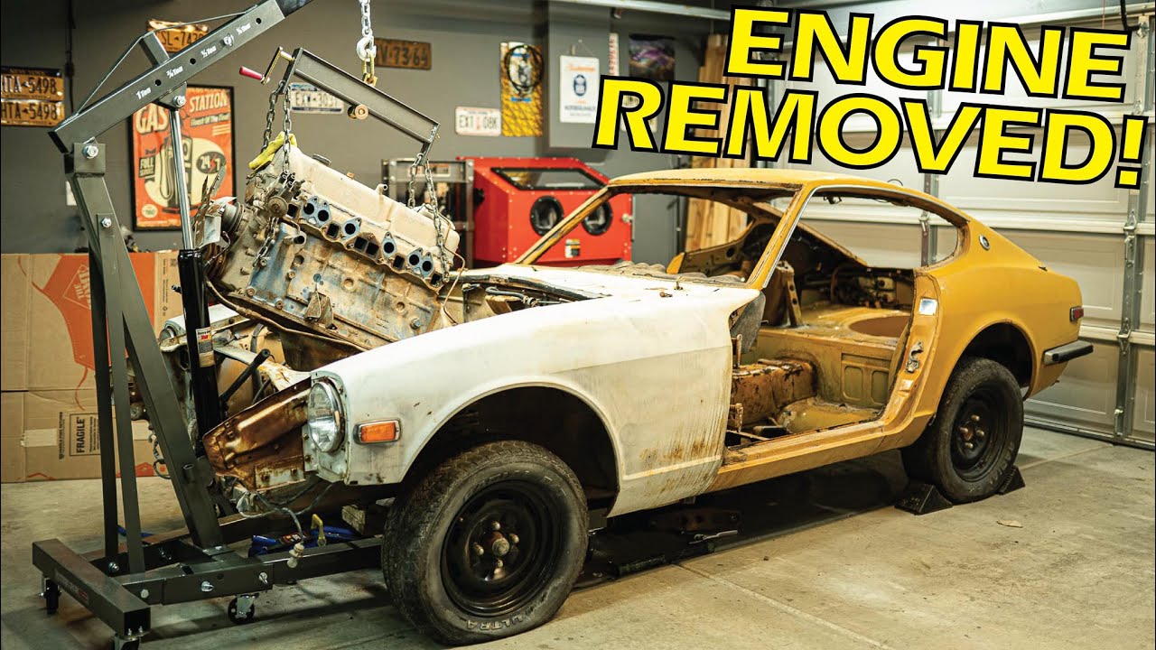 Junkyard Datsun 240z - Part 3 - Taking out the Engine - YouTube