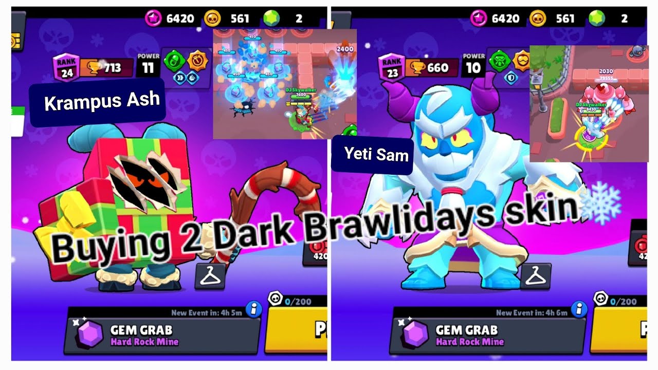 Brawl stars: Buying Dark Brawlidays skins ️ (Krampus Ash + Yeti Sam) # ...
