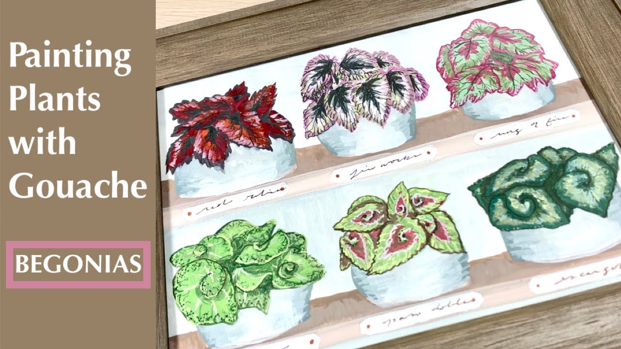Gouache Painting: Begonia Rex Plants - YouTube