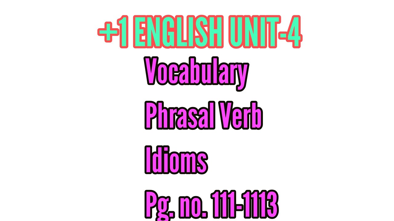 +1ENGLISH|UNIT-4|VOCABULARY - YouTube