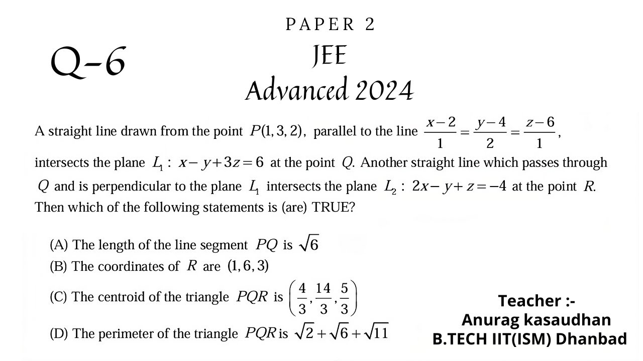 JEE Advanced 2024 Math Paper 2 (Q 6) solution | IIT JEE Maths | # ...