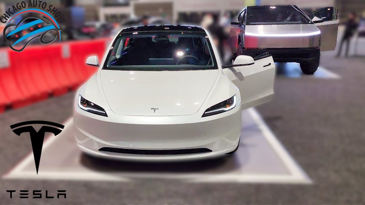 First Look! Tesla Cybertruck & Refreshed Model 3 at Chicago Auto Show ...