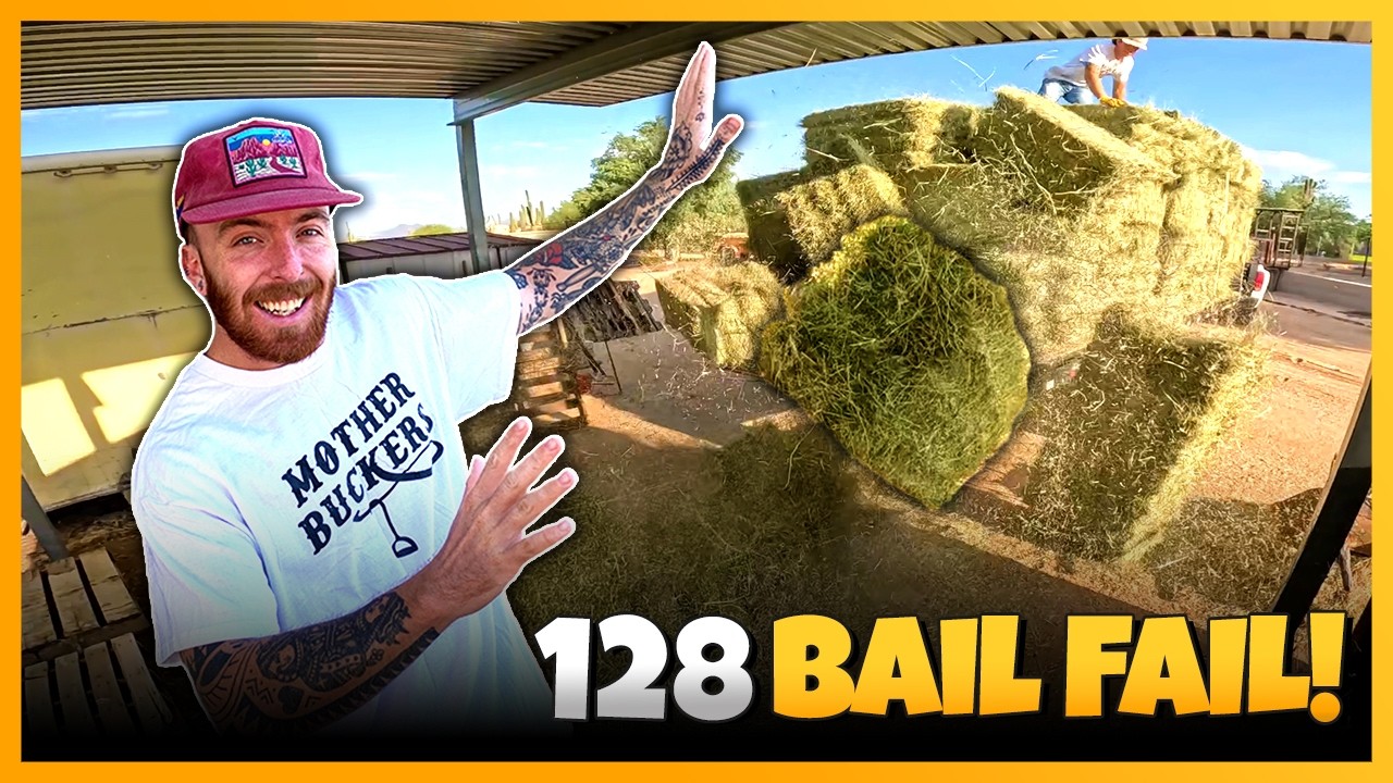 MASSIVE 20,000lb Cummins Hay Haul GOES WRONG! Unloading FAIL ...