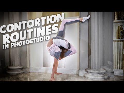 Contortion Routines in photostudio. Handstand acrobatics. Fitness ...