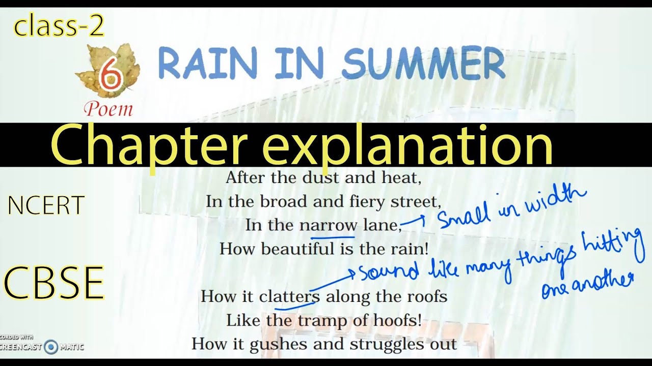 Rain in Summer | chapter-6 | class-2 | Raindrops | gull poem ...