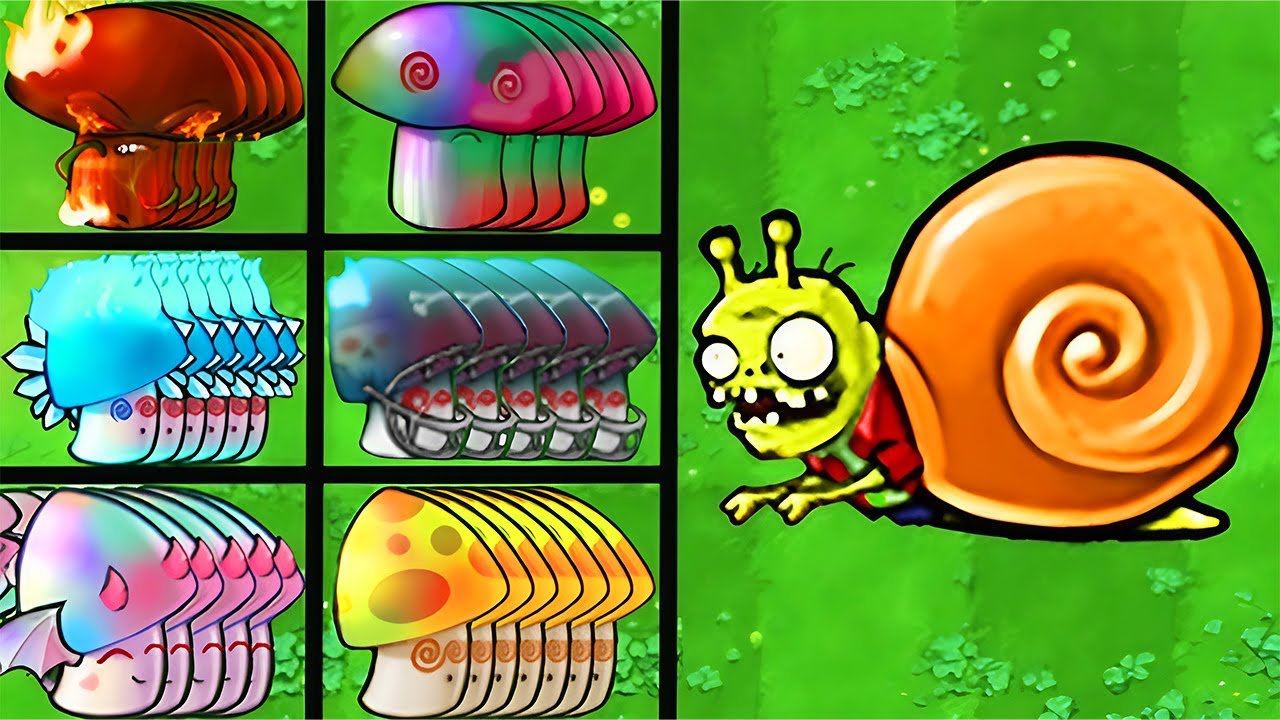 PVZ 1 Hybrid Challenge | Snail Imp Zombie Vs Hybrid Mushrooms Challenge ...