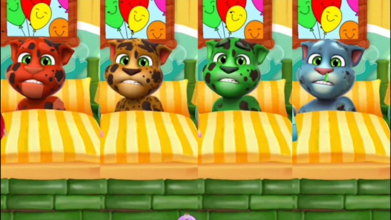 Red Vs Yellow Vs Green Vs Blue My Talking Tom 2 Vs My Talking Tom 2 ...