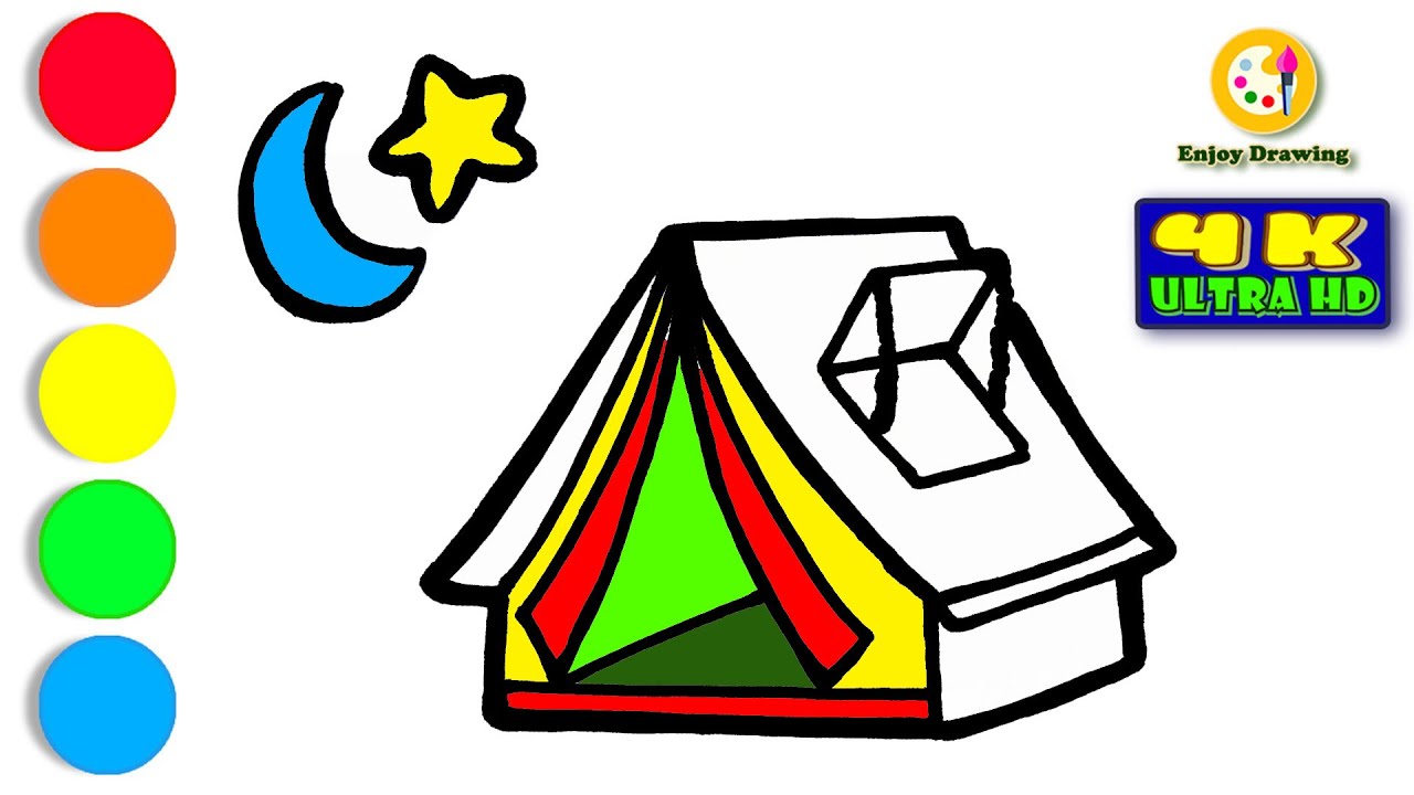 CAMPING TENT Drawing: How to Draw A CAMPING TENT EASY for Kids | ENJOY ...