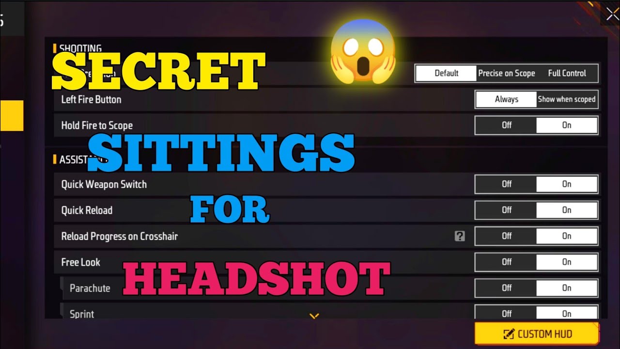 Free Fire Pro Settings [ Secret ] Sensitivity + Fire Button Size | New ...