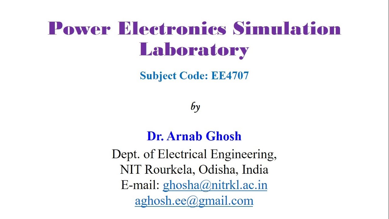 Simulation 1: Power Electronics Simulation Laboratory EE4707 - YouTube