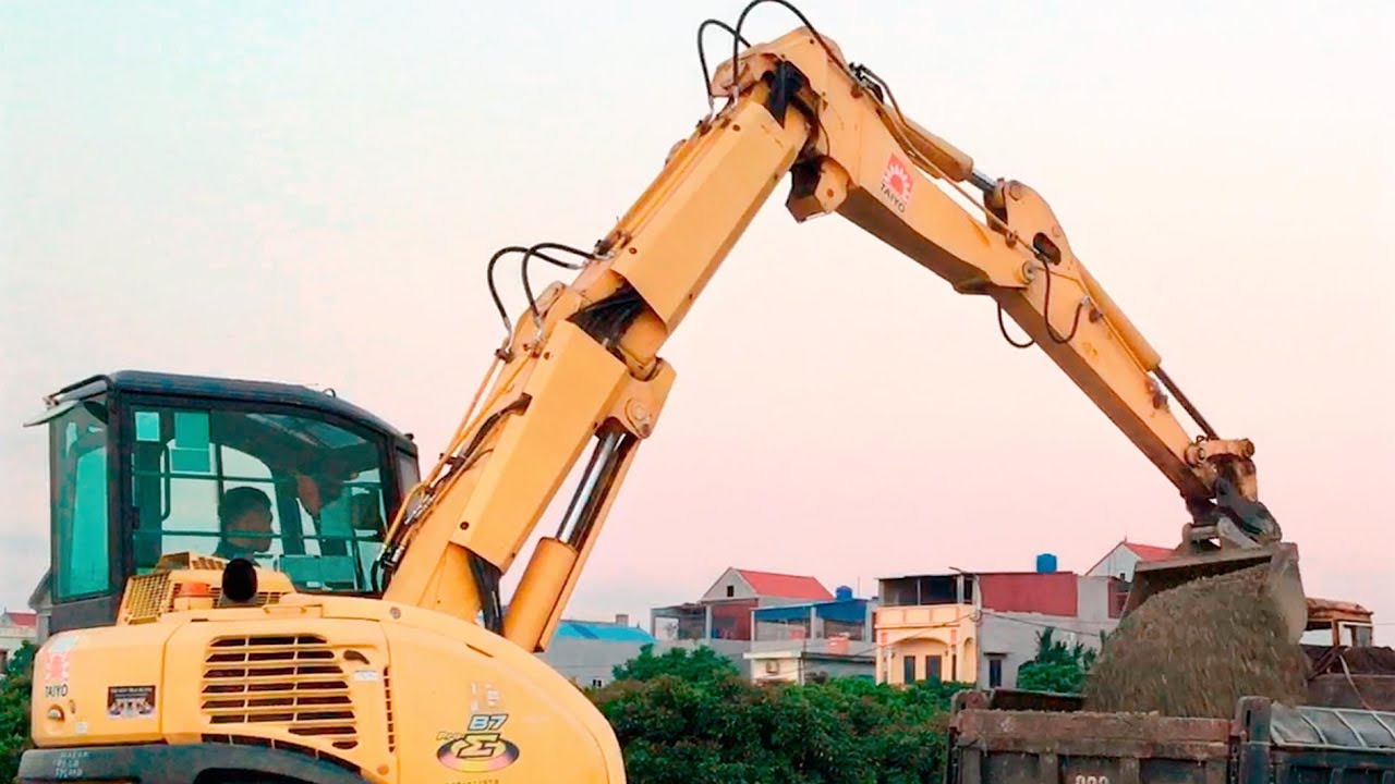 Tổng Hợp Máy Xúc Đào Đất , Xe Lu Xe Xích Xe Múc Đất Lên Xe ÔTô Tải Ben ...