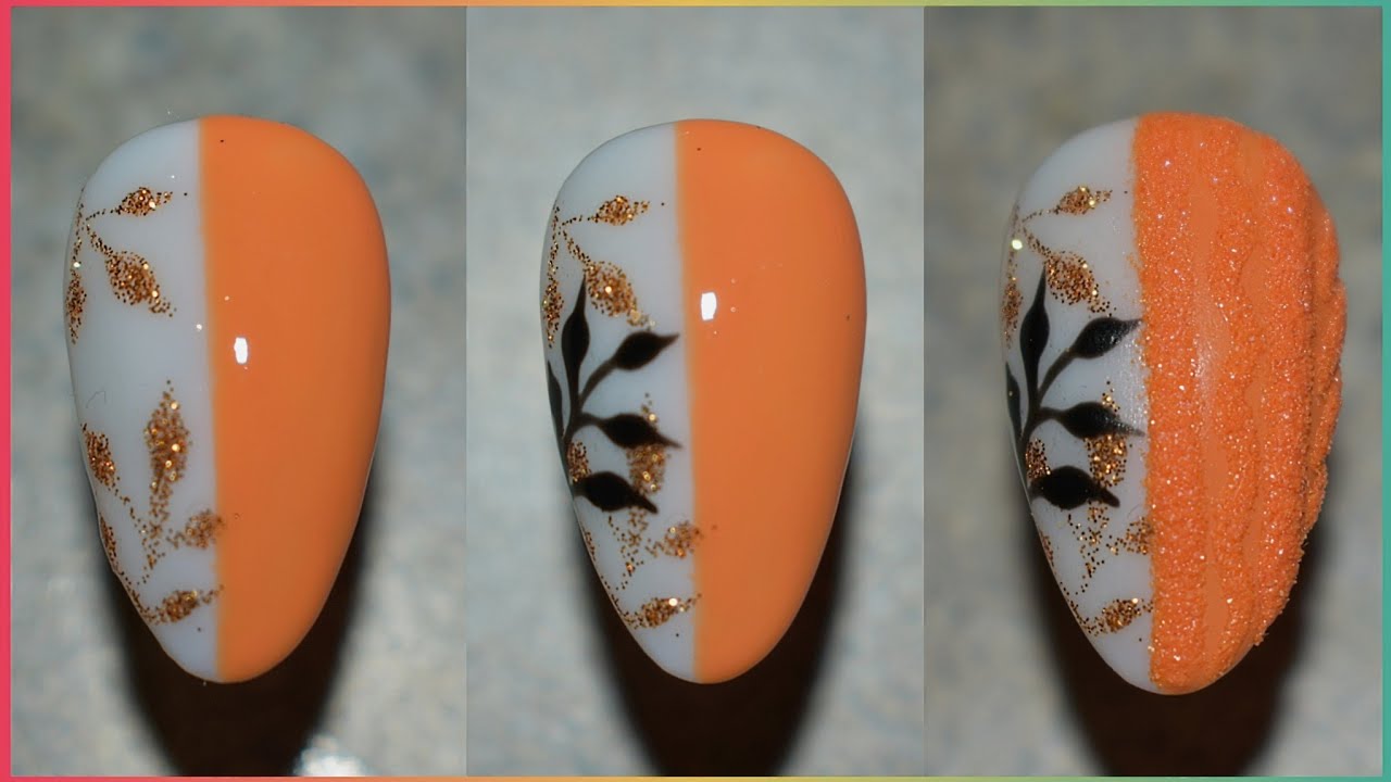 Leaf Pattern Nail art | Sweater Nail Art | Shadow Leaf 🌿 Nail Art Tutorial | Easy nail art ...