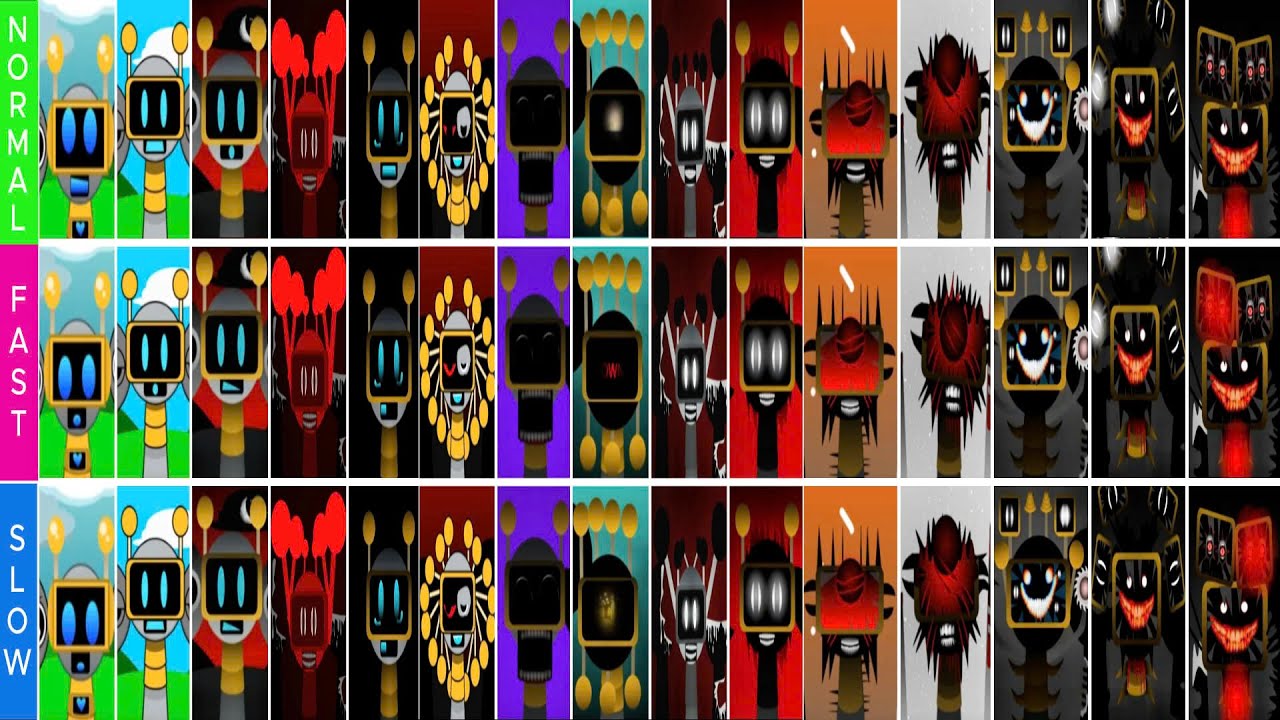 Mix All Fun bot (Robot) Phase 1-15 in Sprunki Incredibox | Normal vs ...