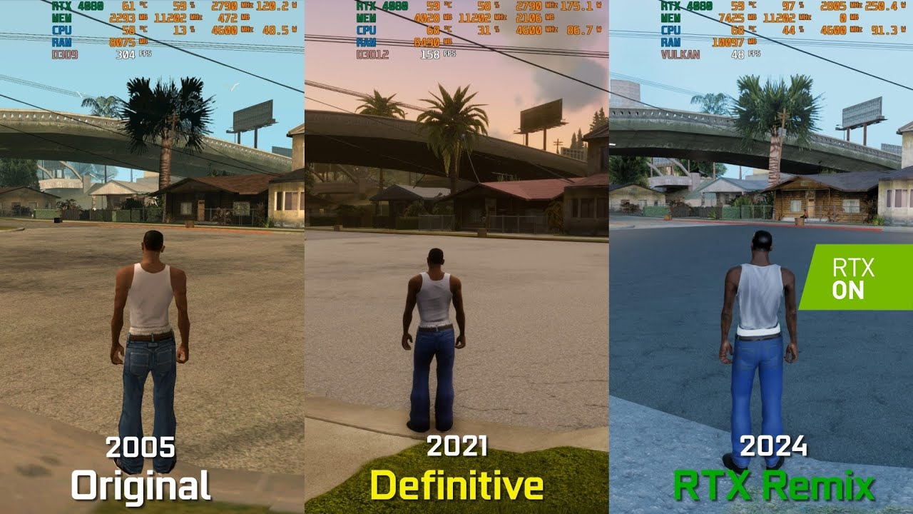 GTA San Andreas Original vs Definitive vs RTX Remix with Path Tracing - Which Version is Best ...